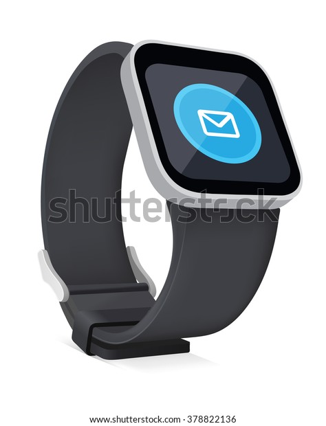 Smart Watch Email Icon On Clean Stock Vector (Royalty Free) 378822136 ...