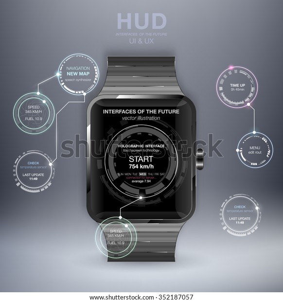 Smart Watch Hud Ui Hud Abstract Stock Vector (Royalty Free) 352187057