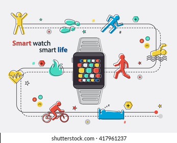 Smart Watch Smart Life Activities Infographic Stock Vector (Royalty ...