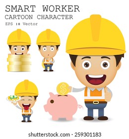 Smart Worker Cartoon Character Eps 10 Stock Vector (Royalty Free ...