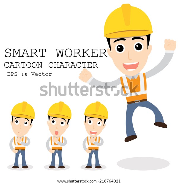 Smart Worker Cartoon Character Eps 10 Stock Vector (Royalty Free) 218764021