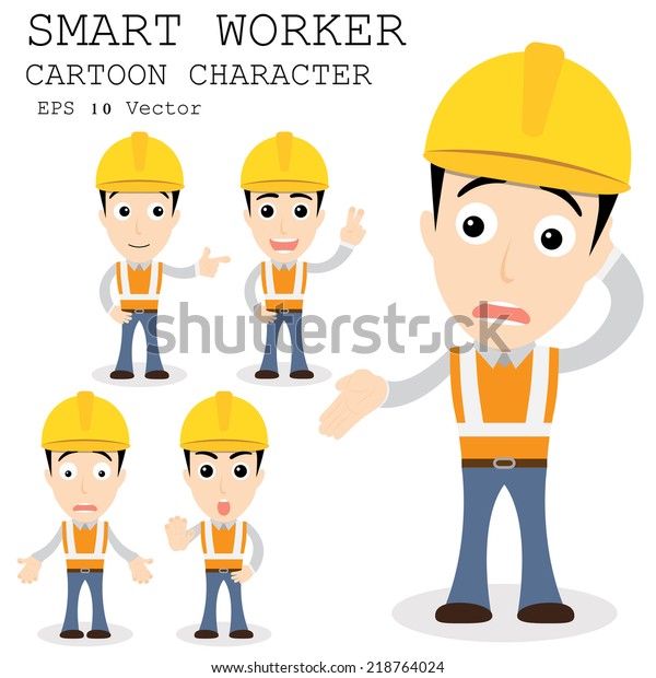 Smart Worker Cartoon Character Eps 10 Stock Vector (Royalty Free ...