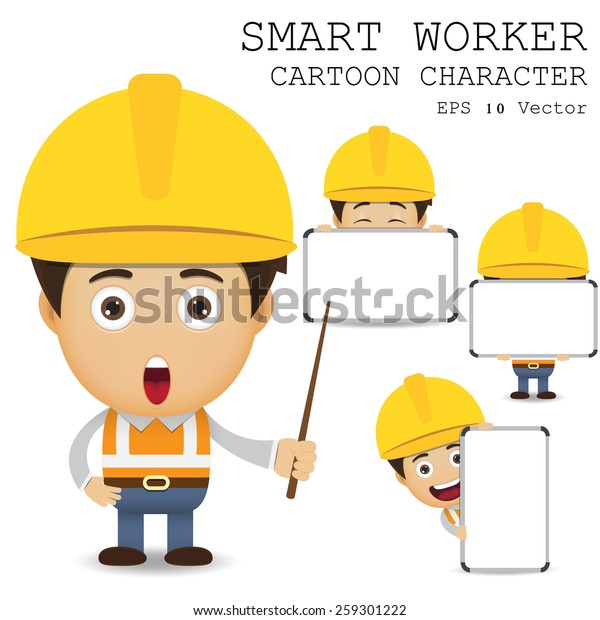 Smart Worker Cartoon Character Eps 10 Stock Vector (Royalty Free) 259301222