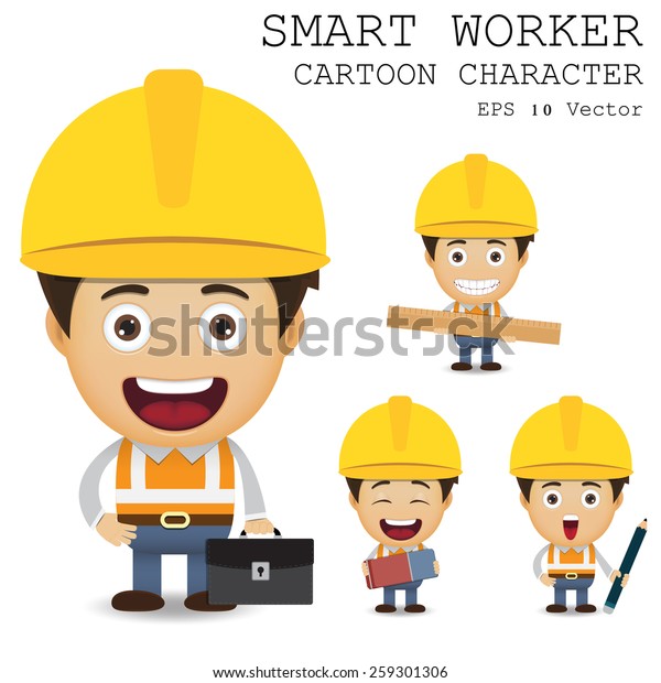Smart Worker Cartoon Character Eps 10 库存矢量图（免版税）259301306 | Shutterstock