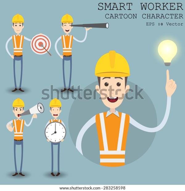Smart Worker Cartoon Character Eps 10 Stock Vector (Royalty Free) 283258598