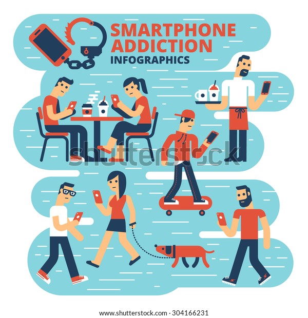 Smartphone Addiction Infographics Stock Vector (Royalty Free) 304166231