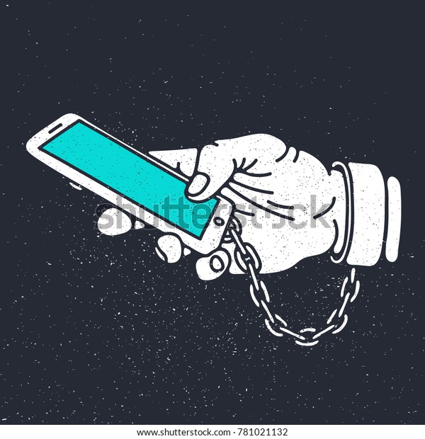Smartphone Addictionhand Chained Smartphone Vector Illustration Stock ...