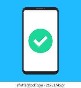 Smartphone Check Mark Approve Button On Stock Vector (Royalty Free ...