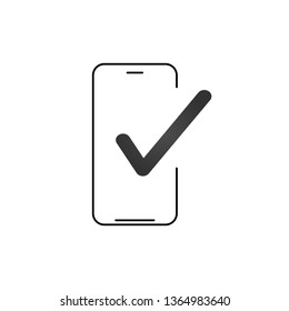 Smartphone Checkmark Vector Icon Line Outline Stock Vector (Royalty ...