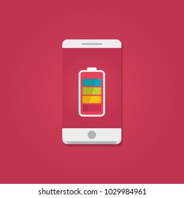 Smartphone Full Battery On Screen Flat: vector de stock (libre de ...