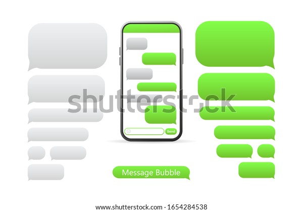 Smartphone Green Message Bubbles Icons Chat Stock Vector (Royalty Free ...