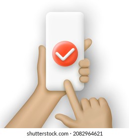 Smartphone Hands Check Mark On Screen Stock Vector (Royalty Free ...