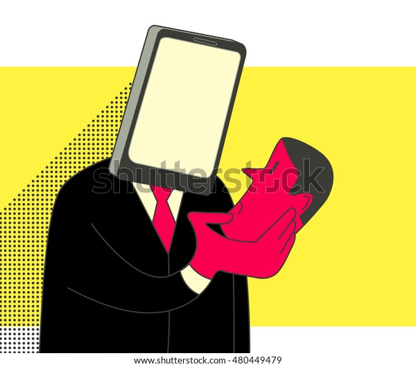 Smartphone Head Man Holding Human Head Stock Vector (Royalty Free ...