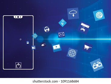Smartphone Hi Technology Background Draw Apps Stock Vector (Royalty ...