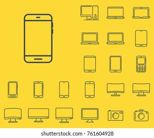 Smartphone Icon Set On Yellow Background Stock Vector (Royalty Free ...