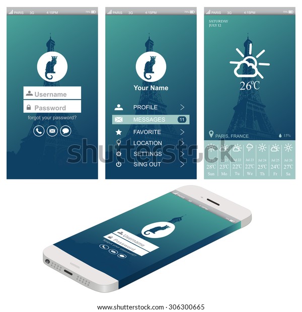 Smartphone con diseño de aplicación móvil