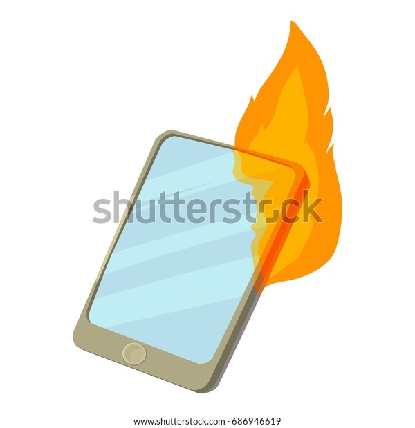 Smartphone On Fire Icon Cartoon Illustration: เวกเตอร์สต็อก (ปลอดค่า ...