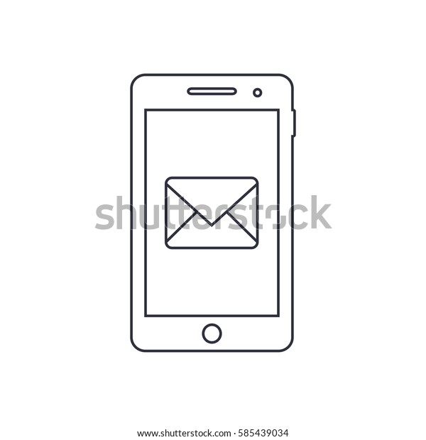 Smartphone Outline Icon Message Sms Symbol Stock Vector (Royalty Free ...