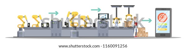 Smartphone Production Process On Automated Machinery Stock Vector ...