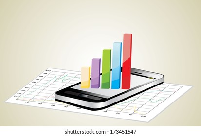 Vector Isometric Smartphone Graph Charts On Stock Vector (Royalty Free ...