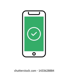 Smartphone Tick Checkmark On Screen Flat Stock Vector (Royalty Free ...