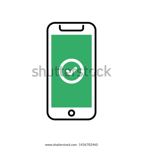 Smartphone Tick Checkmark On Screen Flat Stock Vector (Royalty Free ...
