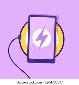 Smartphone Wireless Charging Flat Design Style Stock Vector (Royalty ...