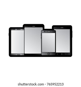 Vektor Stok Smartphones Sizes Types Digital Device Icon (Tanpa Royalti ...