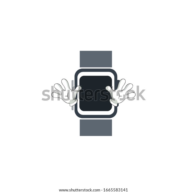 Smartwatch Cartoon Character Design White Background Stock Vector ...