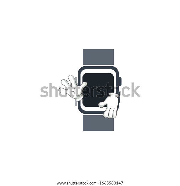 Smartwatch Cartoon Character Design White Background Stock Vector ...