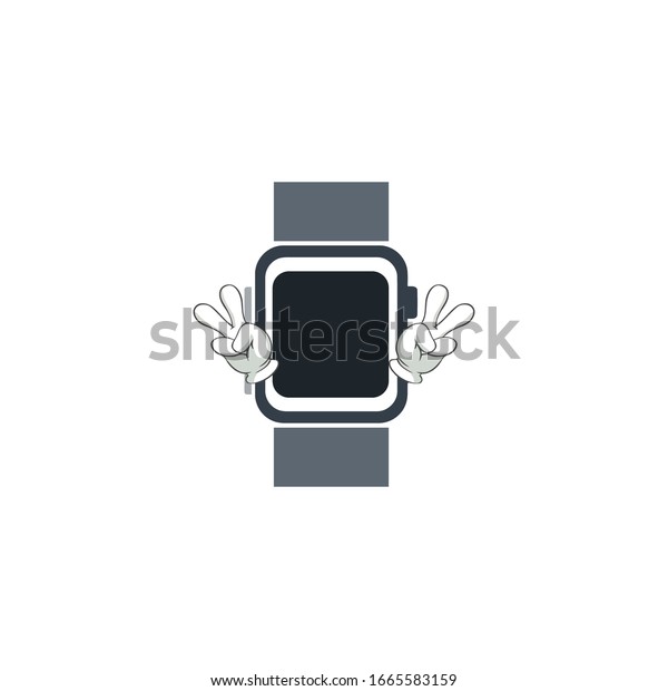 Smartwatch Cartoon Character Design White Background Stock Vector ...