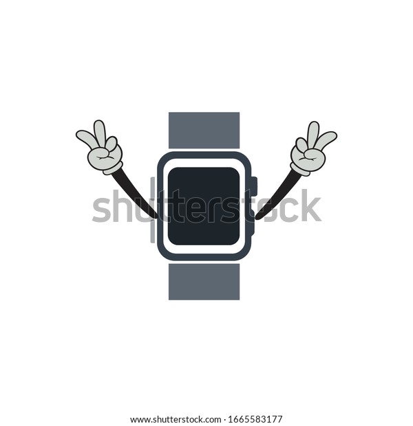 Smartwatch Cartoon Character Design White Background Stock Vector ...