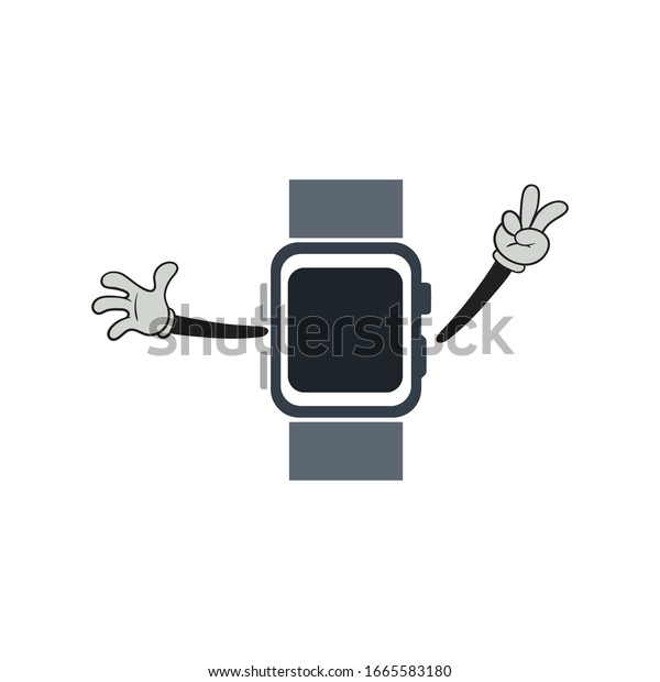 Smartwatch Cartoon Character Design White Background Stock Vector ...