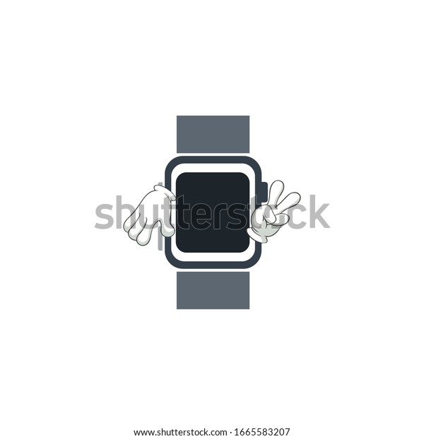 Smartwatch Cartoon Character Design White Background Stock Vector ...