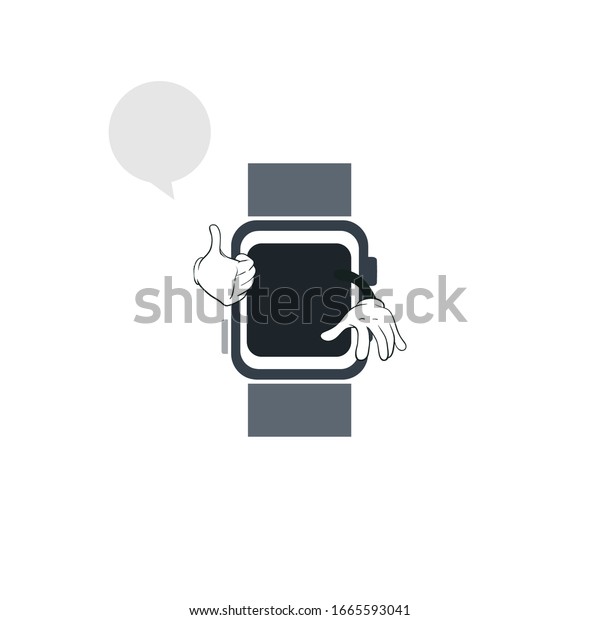 Smartwatch Device Cartoon Character Design White: เวกเตอร์สต็อก (ปลอด ...