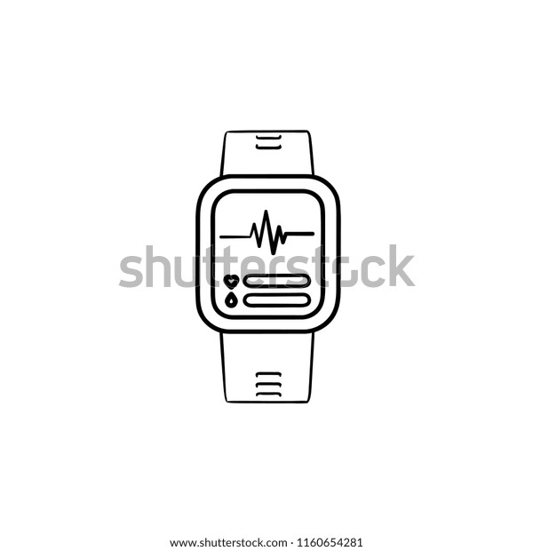 Smartwatch Hand Drawn Outline Doodle Icon Stock Vector (Royalty Free ...