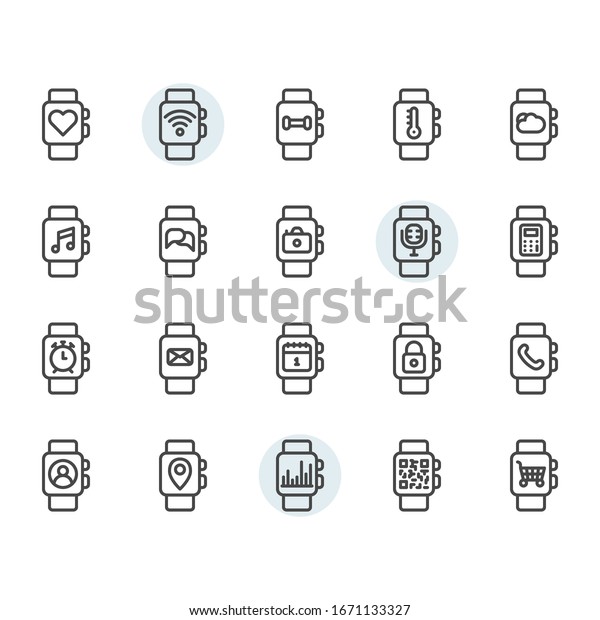 Smartwatch Icon Symbol Set Stock Vector (Royalty Free) 1671133327 ...