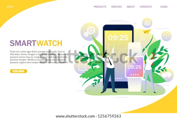 Smartwatch Landing Page Website Template Vector Stock Vector (Royalty ...
