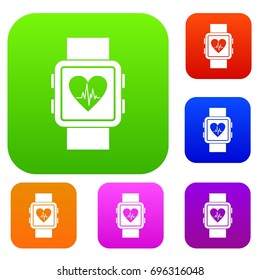 Smartwatch Set Icon Different Colors Isolated Stock Vector (Royalty ...