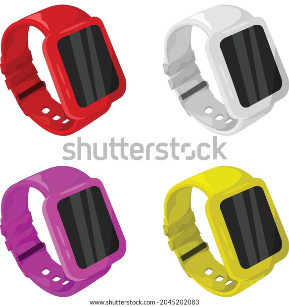 Smartwatch Vector Illustration Collection Different Color Stock Vector ...