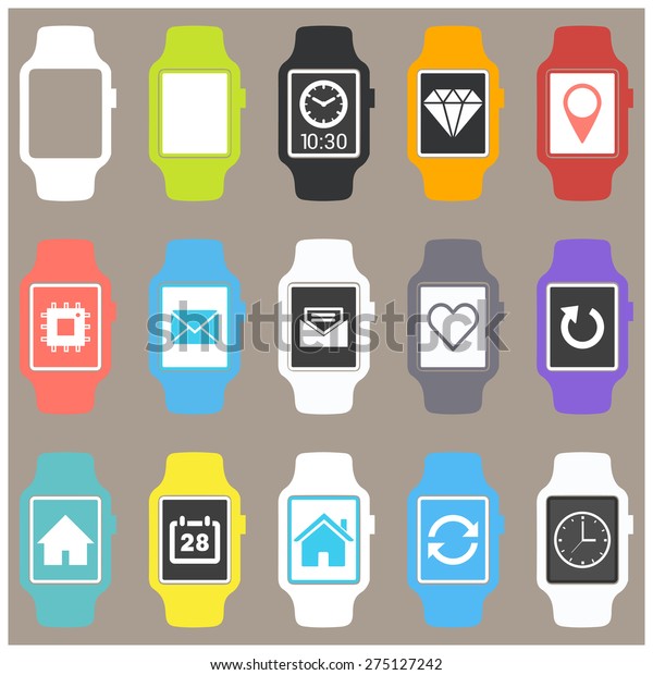 Smartwatch Wearable Technology Symbol Different Icons Stock Vector ...