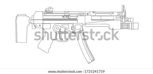 Smg Submachine Gun Vector Lineart: เวกเตอร์สต็อก (ปลอดค่าลิขสิทธิ์ ...