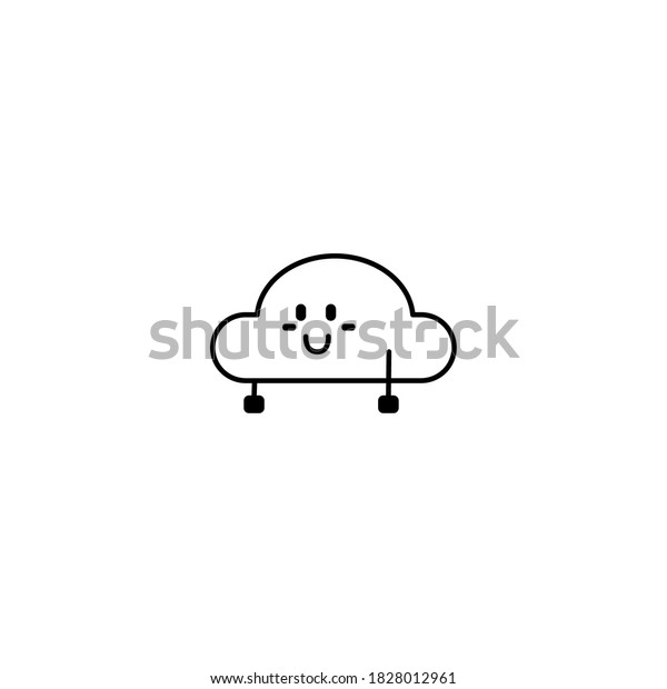 Smile Cloud Emoticon Concept Illustration Outline: เวกเตอร์สต็อก (ปลอด ...