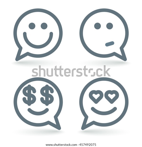 Smile Comment Emoticon Vector Icon Set Stock Vector (Royalty Free ...