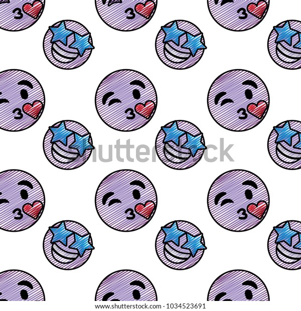 Smile Emoticon Emoji Faces Kiss Star 库存矢量图(免版税)1034523691 Shutterstock