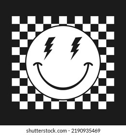 Smile Face Funky Checkered Tshirt Stock Vector (Royalty Free ...