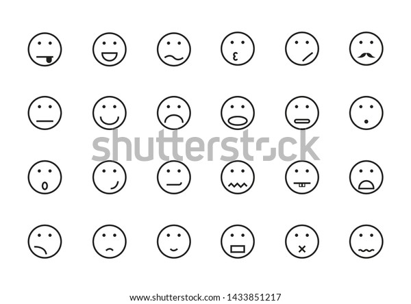 Smile Face Icon Set On White Stock Vector (Royalty Free) 1433851217 ...