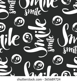Smile Handwriting Calligraphy Seamless Pattern Stock Vector (Royalty ...
