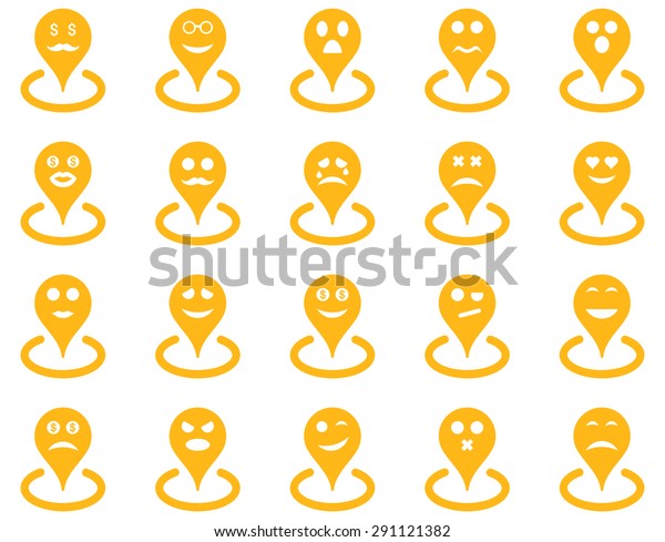 Smile Location Icons Vector Set Style Stock Vector (Royalty Free ...