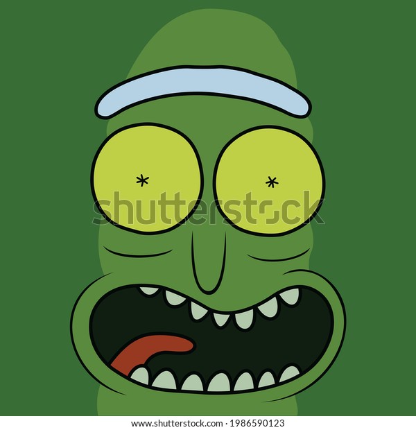 Smile Pickle Rick Face Green Stock Vector (Royalty Free) 1986590123